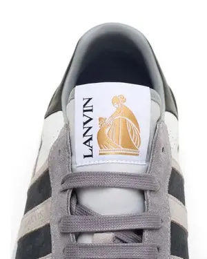 LANVIN Clay Perforated Leather And Suede Sneakers - Black