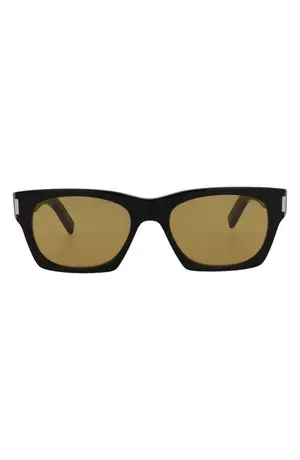Saint Laurent Best 54mm Square Sunglasses - Black Black Yellow