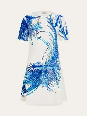 FERRAGAMO Feather Show Print A-line Dress