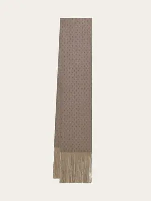 FERRAGAMO Micro Gancini Print Silk Scarf - Beige