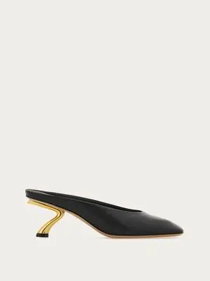 FERRAGAMO S-shaped Heel Mule Black