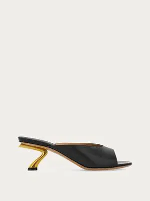 FERRAGAMO S-shaped Heel Slide - Black