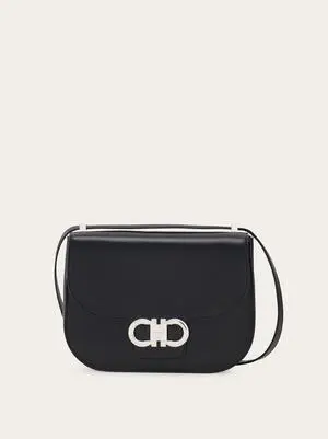 FERRAGAMO Double Gancini Crossbody Bag - Black