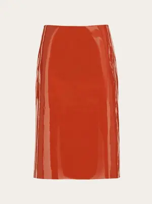 FERRAGAMO Pencil Skirt In Patent Leather - Orange