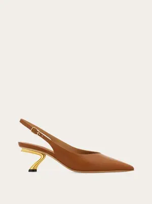 FERRAGAMO S-shaped Heel Slingback - Brown
