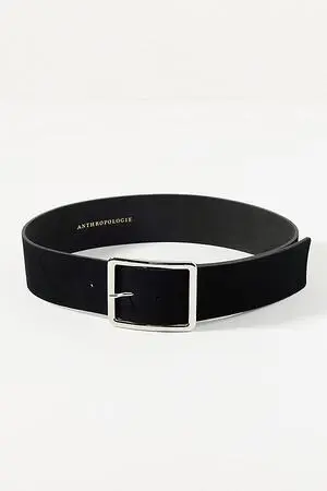 Anthropologie Wide Square Buckle Belt - Black/silver