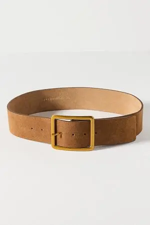 Anthropologie Wide Square Buckle Belt - Camel