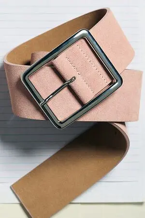 Anthropologie Wide Square Buckle Belt - Light Pink / Silver