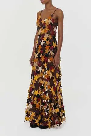 Gabriela Hearst Yeshara Crochet Stars Maxi Slip Dress In Cashmere