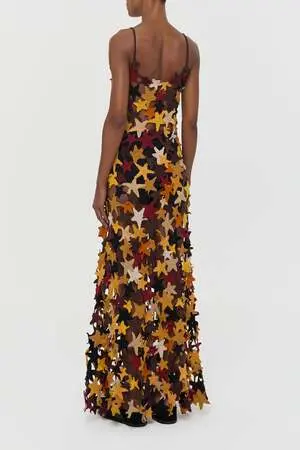 Gabriela Hearst Yeshara Crochet Stars Maxi Slip Dress In Cashmere