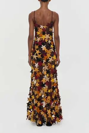 Gabriela Hearst Yeshara Crochet Stars Maxi Slip Dress In Cashmere