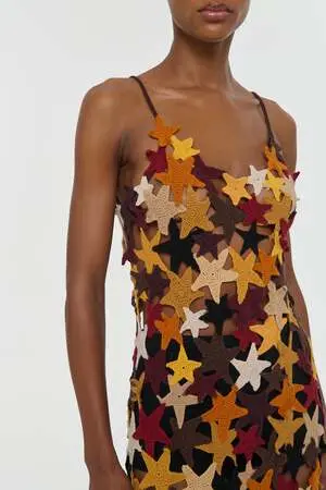Gabriela Hearst Yeshara Crochet Stars Maxi Slip Dress In Cashmere