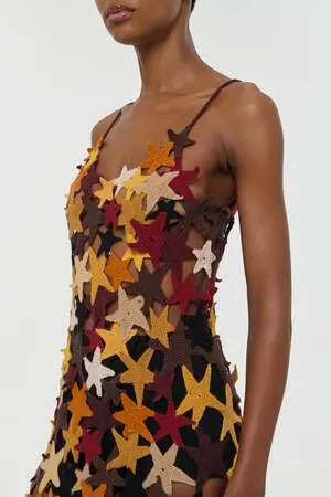 Gabriela Hearst Yeshara Crochet Stars Maxi Slip Dress In Cashmere