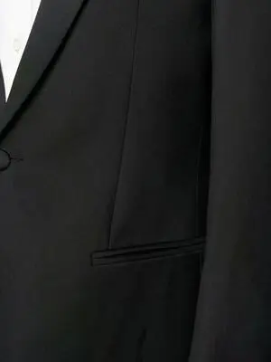 Emporio Armani Single-breasted Wool Suit Jacket - Black