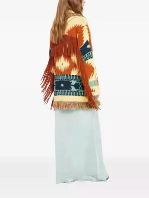 Alanui Geometric-pattern Fringed Cardigan-coat