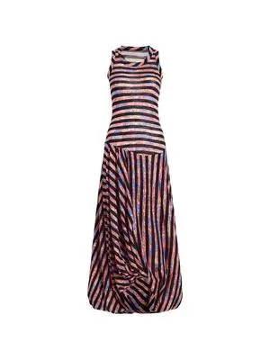 Proenza Schouler Nour Printed Striped Midi Dress - Black