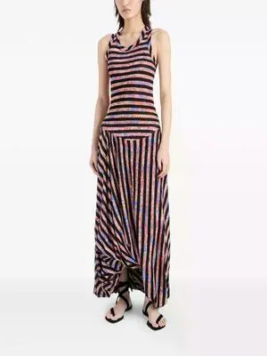 Proenza Schouler Nour Printed Striped Midi Dress - Black