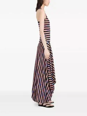 Proenza Schouler Nour Printed Striped Midi Dress - Black