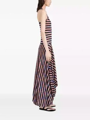 Proenza Schouler Nour Printed Striped Midi Dress - Black