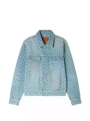 Sandro Square Cross Jacquard Denim Jacket - Blue
