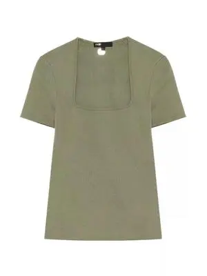 Maje Square Neck Ribbed T-shirt - Green