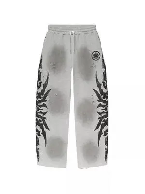 LOSTSHDWS Acid-wash Graphic-print Track Pants - Grey