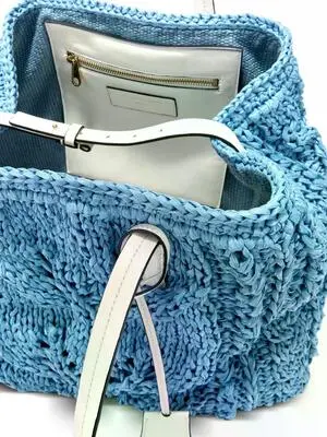 Ermanno Scervino Raffia Shopper Tote Bag - Blue