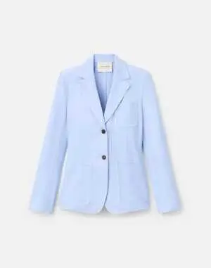 Lafayette 148 New York Cotton Twill Tailored Slim Blazer - Skyline Blue
