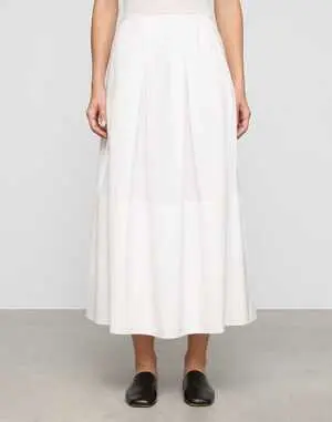 Lafayette 148 New York Organic Cotton Poplin A-line Midi Skirt