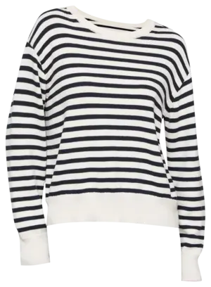 LAFAYETTE 148 NEW YORK Stripe Cotton-Silk Crewneck Sweater