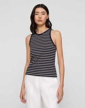 Lafayette 148 New York Stripe Cotton Rib Racerback Tank