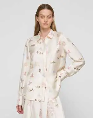 Lafayette 148 New York Printed Silk Blouse