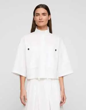 Lafayette 148 New York Organic Cotton Oversized Shirt Jacket - White