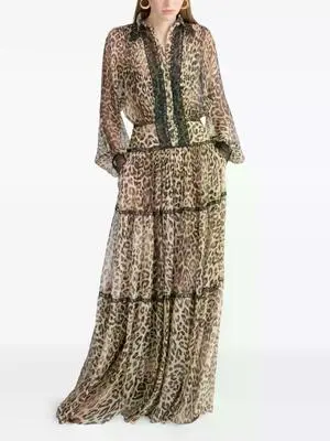 Ermanno Scervino Leopard Print Lace Trimmed Dress