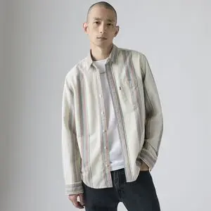 LEVI'S Sunset One Pocket Standard Fit Shirt - Cormac Stripe Egret Oxford