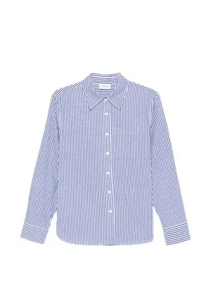 PAROSH Striped Cotton Shirt - Blue