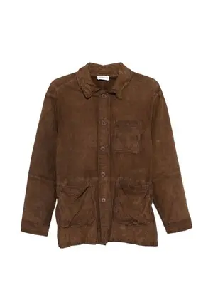 PAROSH Suede Leather Jacket - Brown