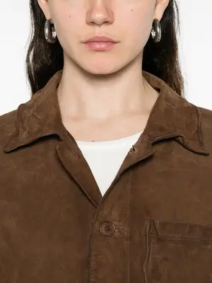 PAROSH Suede Leather Jacket - Brown