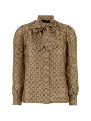 Gucci Gg Silk Shirt - Beige