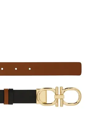 FERRAGAMO Gancini Leather Belt - Black