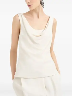 Brunello Cucinelli Linen Blend Tank Top - White