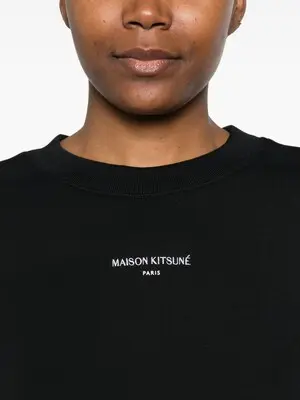 Maison Kitsuné Logo Cotton Cropped Sweatshirt - Black