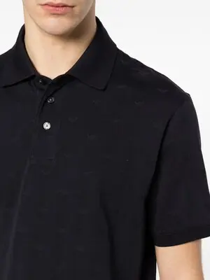Emporio Armani Logo Cotton Polo Shirt - Blue