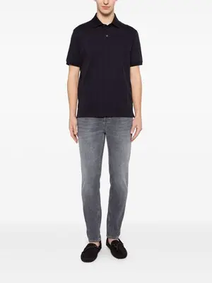 Emporio Armani Logo Cotton Polo Shirt - Blue
