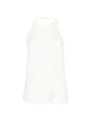 ALYSI Twill Silk Top - White