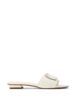 ROGER VIVIER Leather Flat Sandals - White