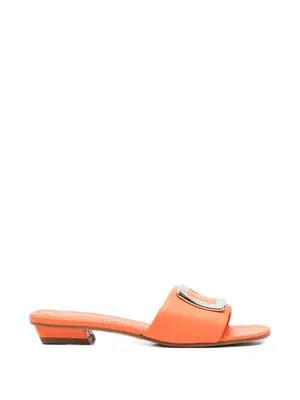 ROGER VIVIER Leather Flat Sandals - Orange