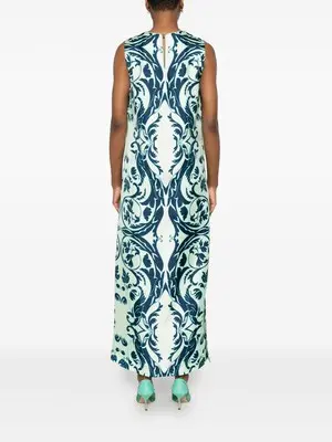 F.R.S FOR RESTLESS SLEEPERS Printed Silk Maxi Dress - Blue