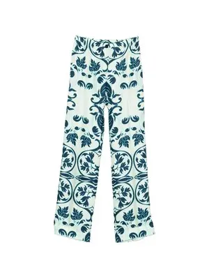 F.R.S FOR RESTLESS SLEEPERS Printed Silk Trousers - Blue