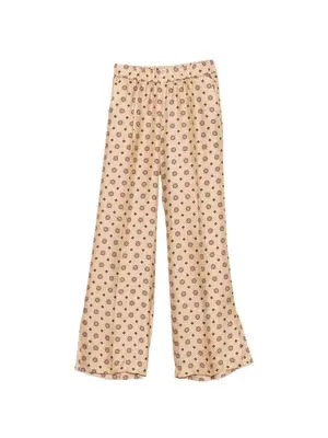 Alberto Biani Printed Silk Trousers - Beige